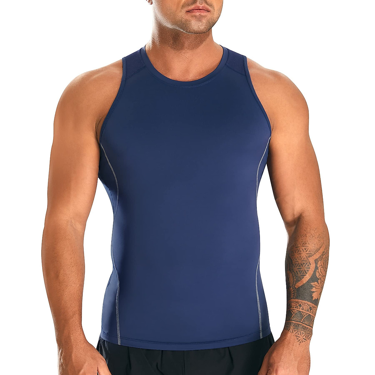 HAENPISY Mens Workout Sleeveless Shirts Gym Quick Dry Muscle Tank Top Running Athletic Moisture Wicking T Shirt(X-Large, Blue)