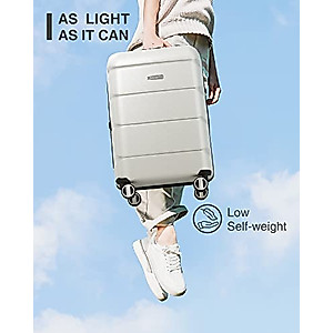 LUGGEX White Luggage Sets 3 Piece - Expandable Carry on Luggage Set with Spinner Wheels - Lightweight Versatile Shopping and Sightseeing.(White Suitcase)