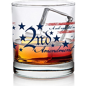 Lucky Shot - 2nd Amendment Whiskey Glass | Novelty Old Fashioned Wine Glasses | American USA Patriotic Scotch Glass Gift | Old Fashioned Wine Glass Gift | Gift For Him (16 oz)