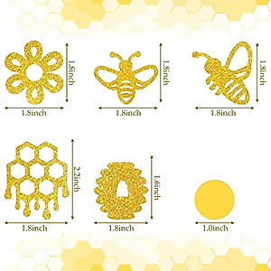 280 Pieces Bumble Bee Glitter Confetti, Black Yellow Gold Bee Circle Confetti Decoration for Bee Theme Party Gender Reveal Baby Shower First Birthday Table Scatters Supplies