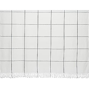 Arus Highlands Collection Tartan Plaid Design Queen Size Throw Blanket Off-White 60" X 80"