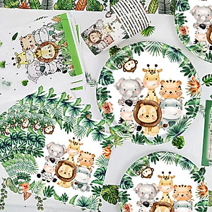 50 Pcs Jungle Safari Animal Napkins Party Disposable Dinner Napkins Animal Paper Napkins Safari Napkins Jungle Themed Party Napkins for Baby Shower Birthday Party