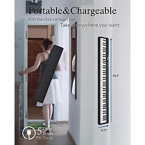 Longeye Piano Keyboard 88 Keys Compact Digital Piano for Beginners with Full Size Semi Weighted Keys, Sustain Pedal, Headphones, Carrying Case (88 Key With Stand, Black)