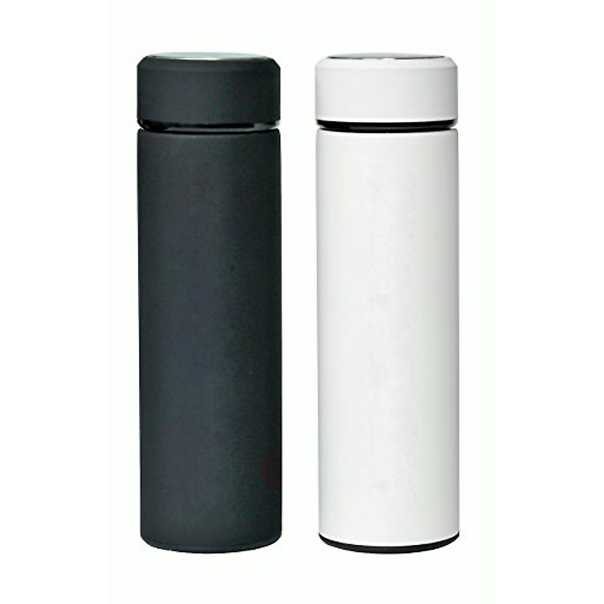 Stainless Steel Water Bottle Tumblers: BPA Free, Vacuum Insulated Travel Mug with Lid and Removable Fruit and Tea Filter  for Hot or Cold Beverages - 17 oz. Infuser Bottles Set of 2 (Black and White)