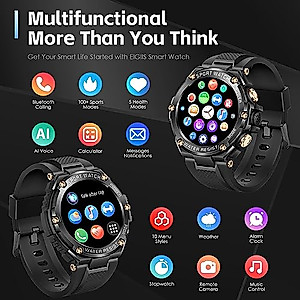 Military Smart Watches for Men Make Calls 100 Days Long Standby 800mAh Big Battery 1.5" HD Screen Tactical Smartwatches for iPhone Android Waterproof Fitness Tracker Heart Rate Sleep Monitor Watch