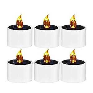 Solar Lantern Tea Lights Candles, Flameless Rechargeable Flickering LED Candle Lights, Outdoor Waterproof for Garden, Yard, Pathway, Balcony, Wedding, Party, Holidays, Home Décor