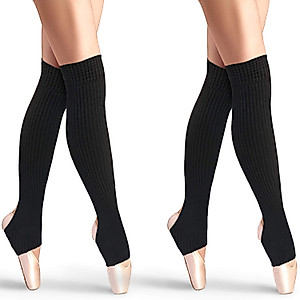 SATINIOR 2 Pairs Stirrup Leg Warmers Straight Over the Knee Socks 21.65 Inch Ballet Dance Socks Yoga Latin Boot Cuffs Socks for Women