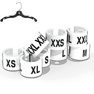 Discount Sizing- White Hanger Size Clothes Garment Markers 400 Count (Sizes: XXS-XXXL) | White Size Clips for Retail, at Home Hangers, Closet Organization & Assortment