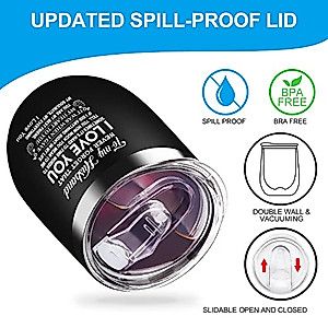 HAINANBOY Gift for Husband Wine Tumbler Anniversary Birthday Gift for Him, with Lid Stemless Double Wall Stainless Steel 12 oz Wine Glasses - Black Tumbler Present for Husband from Wife