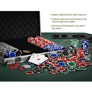 4 EVER WINNER Poker Chip Set 500PCS Professional Poker Set 11.5 Gram Casino Chips with Denominations, for Texas Holdem Blackjack Gambling Poker Set with Aluminum Case