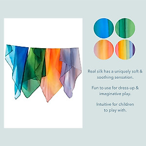 Sarah's Silks Earth Playsilks Set of 4, 100% Silk Toy for Toddlers | Montessori and Waldorf Toys, 35" Large Square Scarves for Dance, Imaginative, and Pretend Play