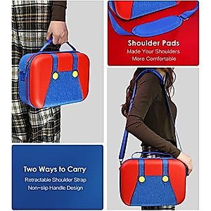 iVoler Carrying Storage Case for Nintendo Switch/Switch OLED Model,Portable Travel All Protective Hard Messenger Bag Soft Lining 18 Games for Switch Console Pro Controller & Accessories Red+Blue