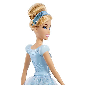 Mattel Disney Princess Toys, Cinderella Fashion Doll, Sparkling Look with Blonde Hair, Blue Eyes & Hair Accessory, Inspired by the Movie