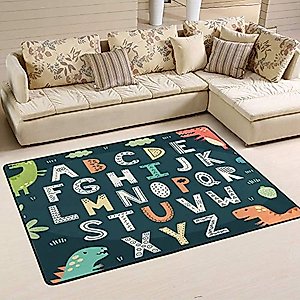 Generic Soft Rug Large Area Rugs, Dinosaur Funny Letters Comfortable Indoor Carpet, Baby Play Mat for Living Room Bedroom Nursery Home Decor Floor Mat 72 X 48 Inch…, Multi