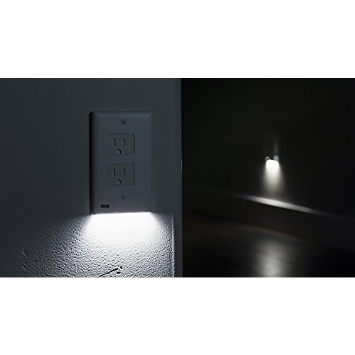 SnapPower 3 Pack SafeLight [for Décor Outlets] - Self-Closing Safety Cover Plate with LED Night Light - Child-Proofing Wall Plate Helps Protect Baby from Electrical Shock - (Décor, White)