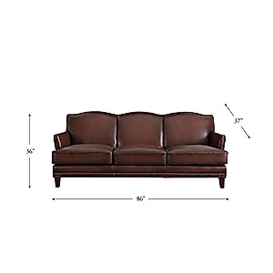 Hydeline Oxford Top Grain Leather Sofa Couch, 86", Caramel Brown