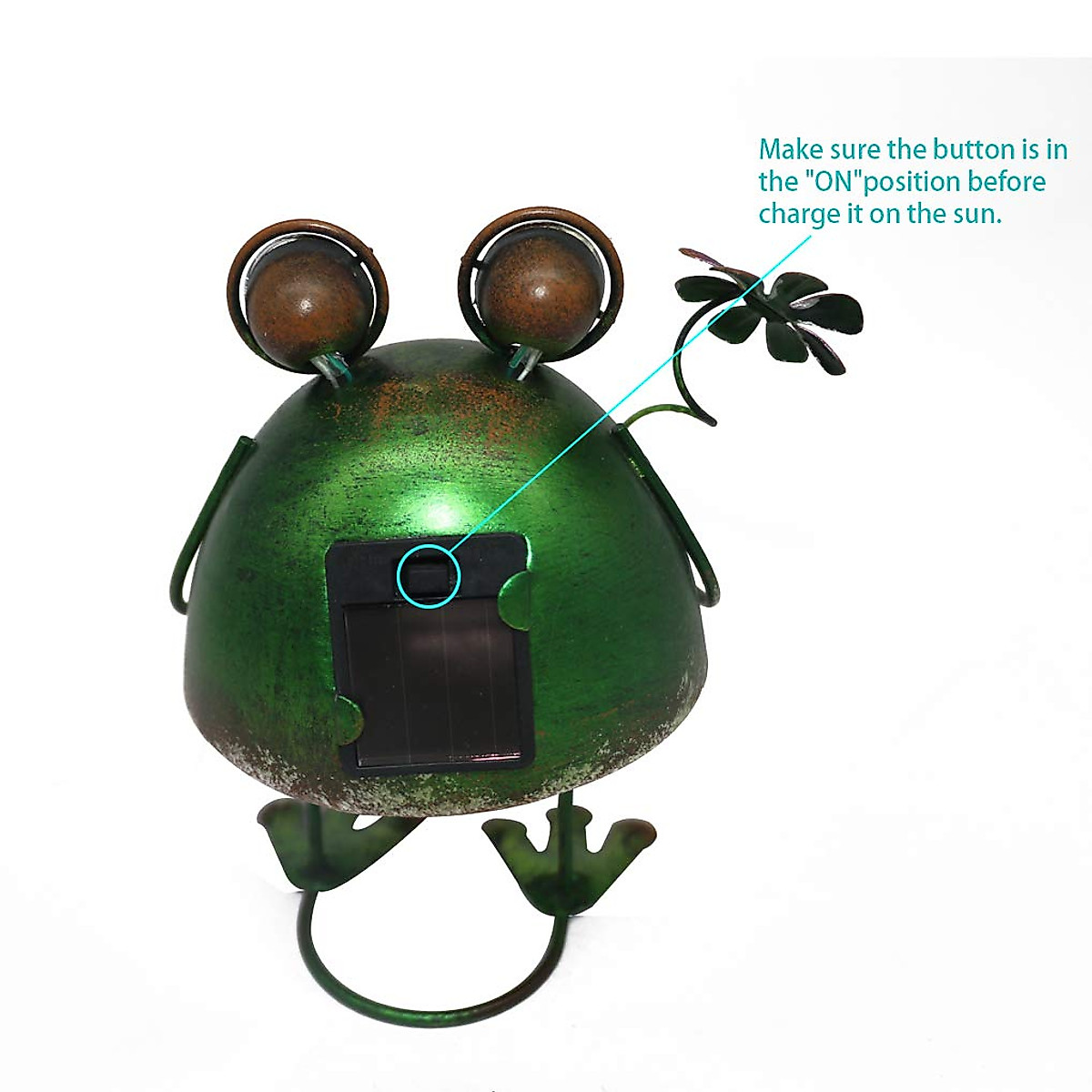 Solar Animal Lights, Metal Garden Art Frog Statue for Patio Garden Lawn Yard Flowerbed Decor