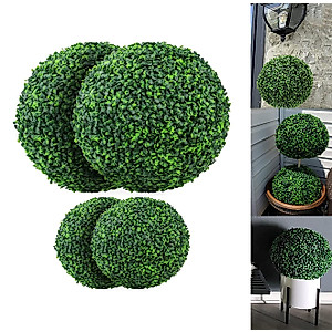 MYOYAY 4Pcs Artificial Topiary Ball 19 Inch and 9 Inch Outdoors 4 Layers Plant Topiary Ball Faux Boxwood Balls for Indoor Backyard Garden Wedding Décor