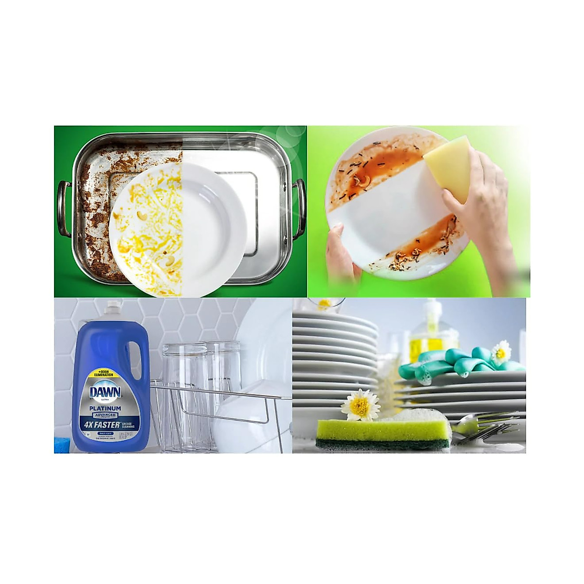 Dawn Platinum Dish Soap Liquid, Advanced Power 90 fl oz. (1) Set with Dishwashing Sponges, 24 pack (1) Boxed by Fusion Shop Store