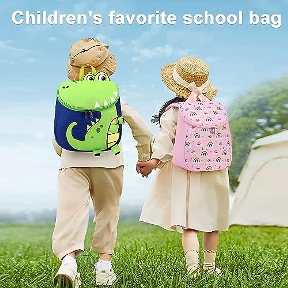 Bluboon Toddlers Backpack for Girls Cute Preschool Backpack 3D Schoolbag Toddler Bookbag for Kids (Dinosaur Green)