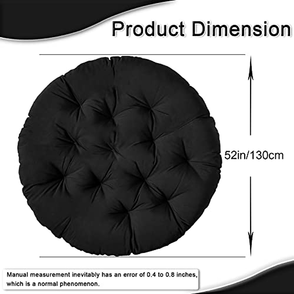 HILUHIDI Papasan Chair Cushion Only 52 inch, 13.23lbs Overstuffed Round Papasan Chair Cushion Only, Thicken Papasan Seat Cushion for Relaxing (Black)
