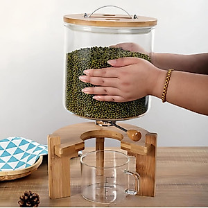 Rice Storage Container, Sealed 10 Lb Dry Food Grain Storage Container Rice Dispenser Portable Handle with Sprue for Flour Pasta Cereal and Baked Pet Dog and Cat Food Containers