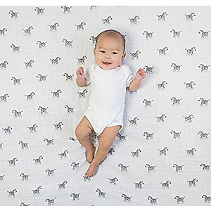 Amazing Baby Cotton Muslin Fitted Crib Sheet, Zebra, Soft Black , 28x52x6 Inch (Pack of 1)