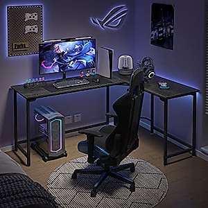 HOBINCHE 58 Inch L-Shaped Corner Computer Desk, Home Office Desk, Large Space Gaming Desk, Studying Writing Table Workstation, Gray