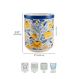 Fitz and Floyd Madeline Utensil Holder Crock, 6.25-Inch, Multicolor