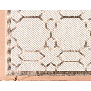 Unique Loom Outdoor Trellis Collection Area Rug - Geometric (6' 1" x 9' Rectangle, Beige/ Brown)