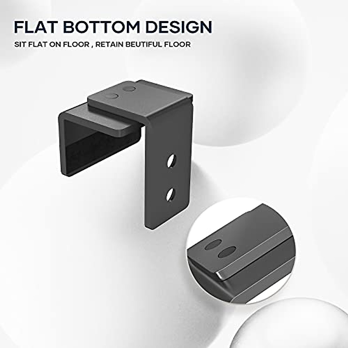 EaseLife Sliding Barn Door Bottom Floor Guide,U Shape,Flexible Adjustable Fit Distance,Flush Flat Bottom Design,Wall Mount System,for Door & Cabinet,Black