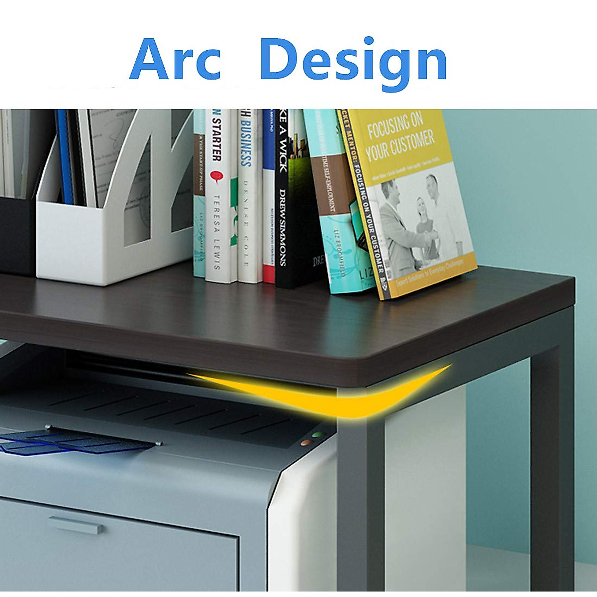 TMUCUNG Printer Stand Desktop Stand for Printer 3-Tier Multifunction Storage Book Shelf Floor Printer Table Space Organizer Perfect for Office Living Room Kitchen(Black)