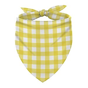 Yellow and White Buffalo Check Plaid Dog Bandana Summer Lemon Yellow Pet Puppy Collar Scarf Costume