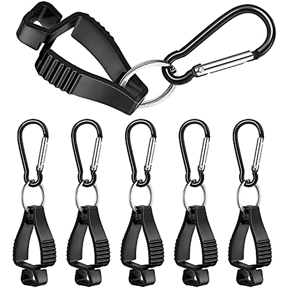 RICHARDJOV 6PCS Glove Clip Holder Safety Work Gloves Clip for Belt, Metal Glove Keeper Loop Glove Grabber Clip Holder(Black)