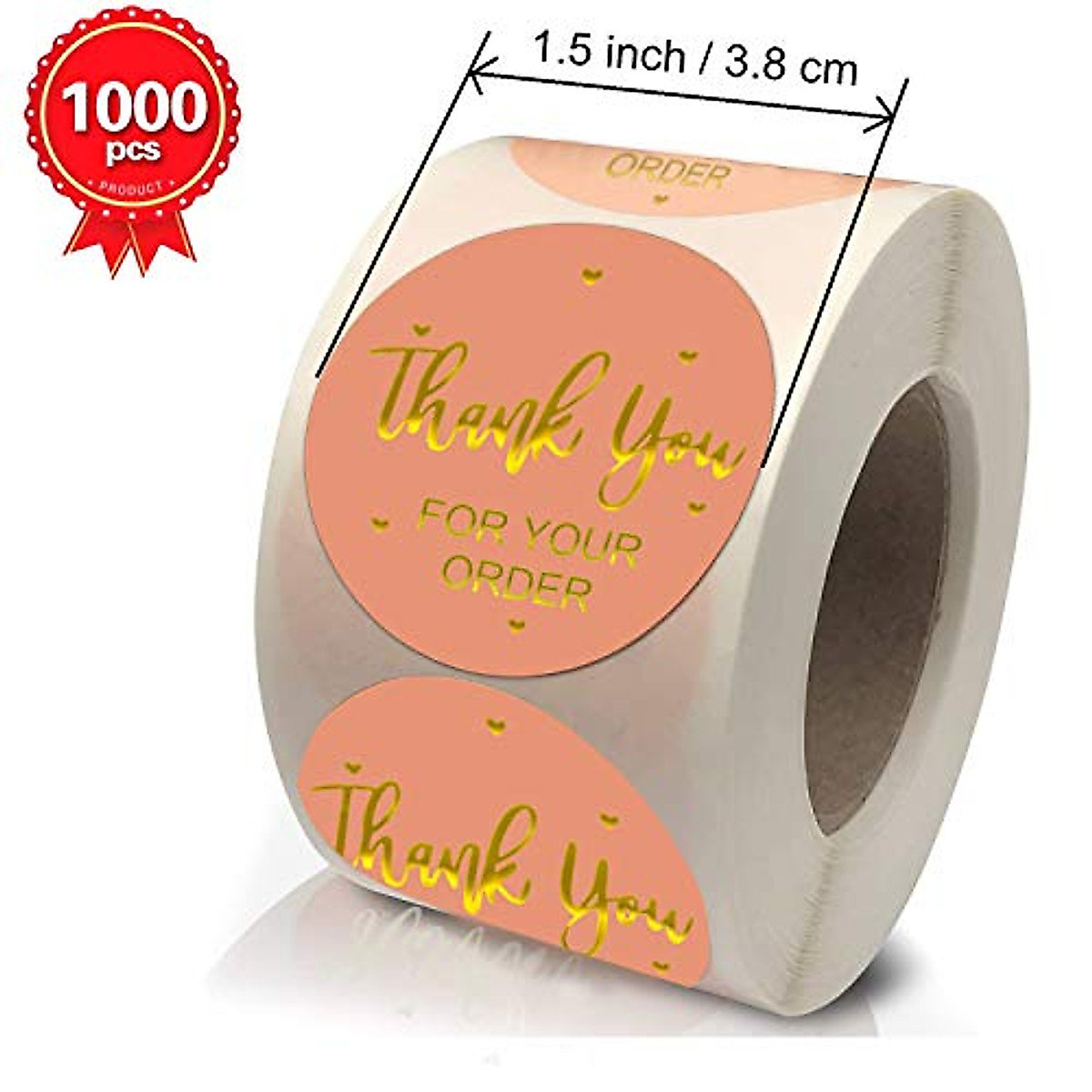 Thank You for Your Oder Stickers Roll, 1.5", Used for Your Products, Packages, Bags, Envelopes, Boxes, Cards, Letters... (1 Roll, 1000 Stickers)