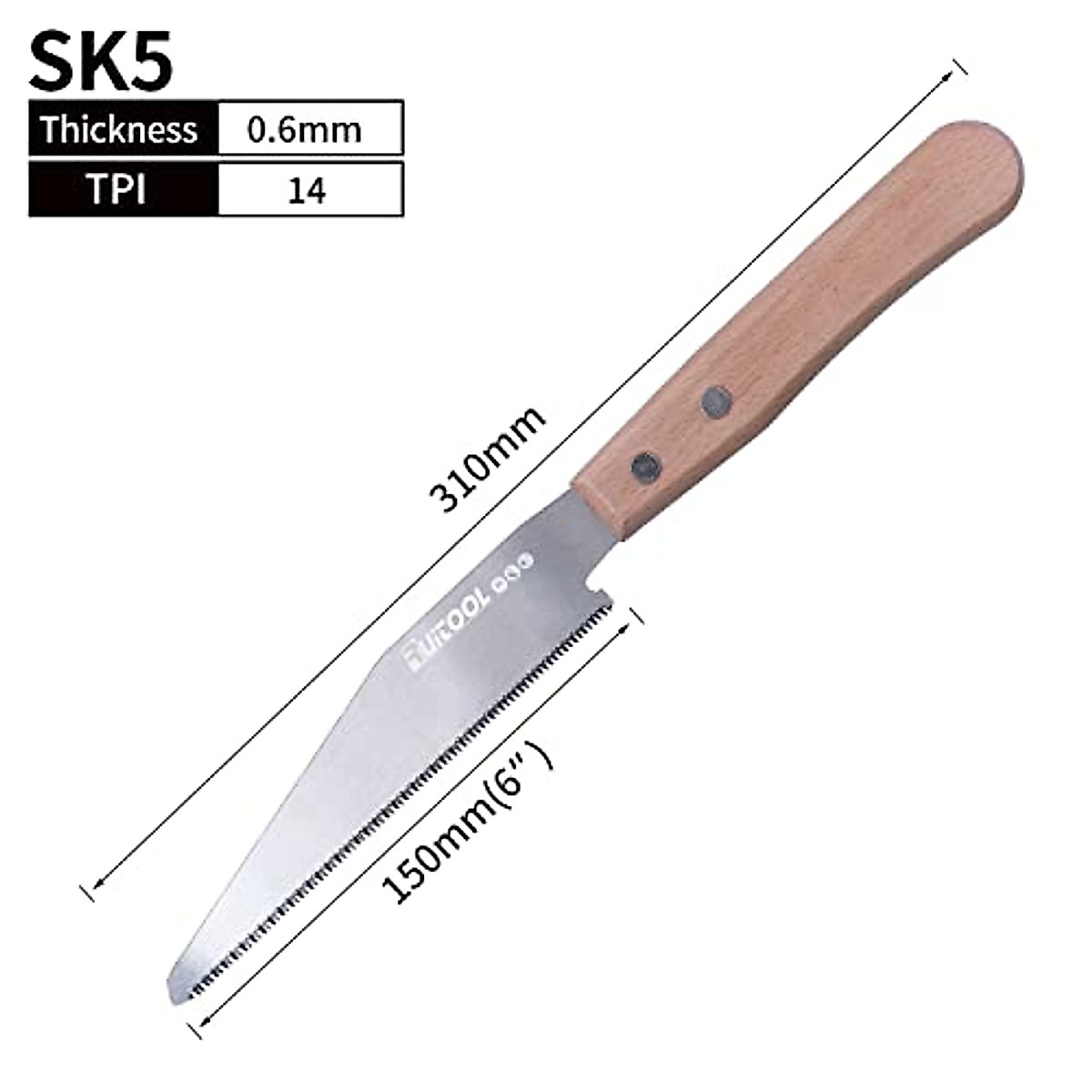 RUITOOL Japanese Hand Saw 6 Inch Pull Saw SK5-Steel Flexible Blade 14TPI Flush Cut Trim Saw Wood Saw Wood Handle for Woodworking Hand Tools