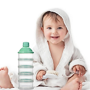 2 PCS 5 Layers Baby Milk Powder Dispenser, Milk Powder Pots, Formula Dispenser Portable Milk Powder Formula Dispenser Container Pot Box Milk Cans Snack Storage Box for Travel (Green + Green)