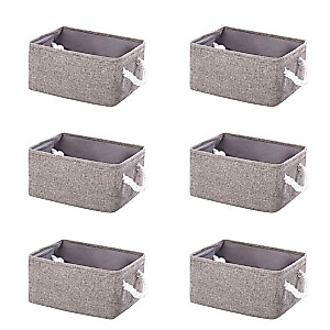 6Pcs Storage Cubes Organizer, Flax Organizer Foldable Waterproof with Handles 12 x 8 x 5 Inches, Basket for Blanket Living Room, Toy Basket, Laundry Rope Baskets, Cosmetic Organizer
