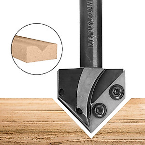 Genmitsu 1/2" Shank Router Bit, 90 Degree V Groove Carbide Inserts, CNC Milling Machine Router Bits for Woodworking 2D/3D Signmaking, Lettering, Carving, VG02