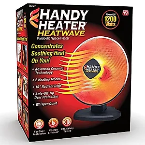 Ontel Handy Heater Heatwave Parabolic Space Heater with Ceramic Heating Technology