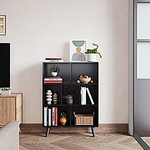 WAHEY Bookcase, 7 Cube Open Storage Display Bookshelf with Legs, HOFB011