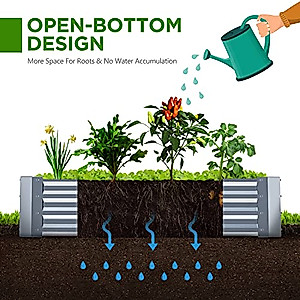 8×4×1FT Galvanized Raised Garden Bed Kit, PETNOZ Easy Quick Setup Raised Garden Boxes Outdoor With Metal Stake To Fix, Optional Size Rustproof Planter Box With No Bottom For Vegetables, Flowers, Herbs