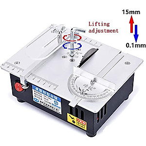 TOPCHANCES Mini Hobby Table Saw, Upgrade Table Saws Woodworking Desktop DIY Acrylic PCB Desktop Crafts Cutting Machine with Power Supply 63mm HSS Circular Saw Blade