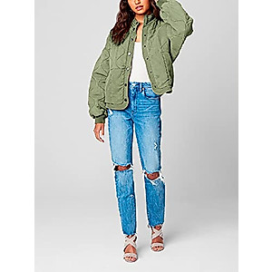 [BLANKNYC] womens Jacket, Everyday Adult Coat Luxury Clothing Tencel Drop Shoulder Quilted Jacket, Burnt Sage, Small US