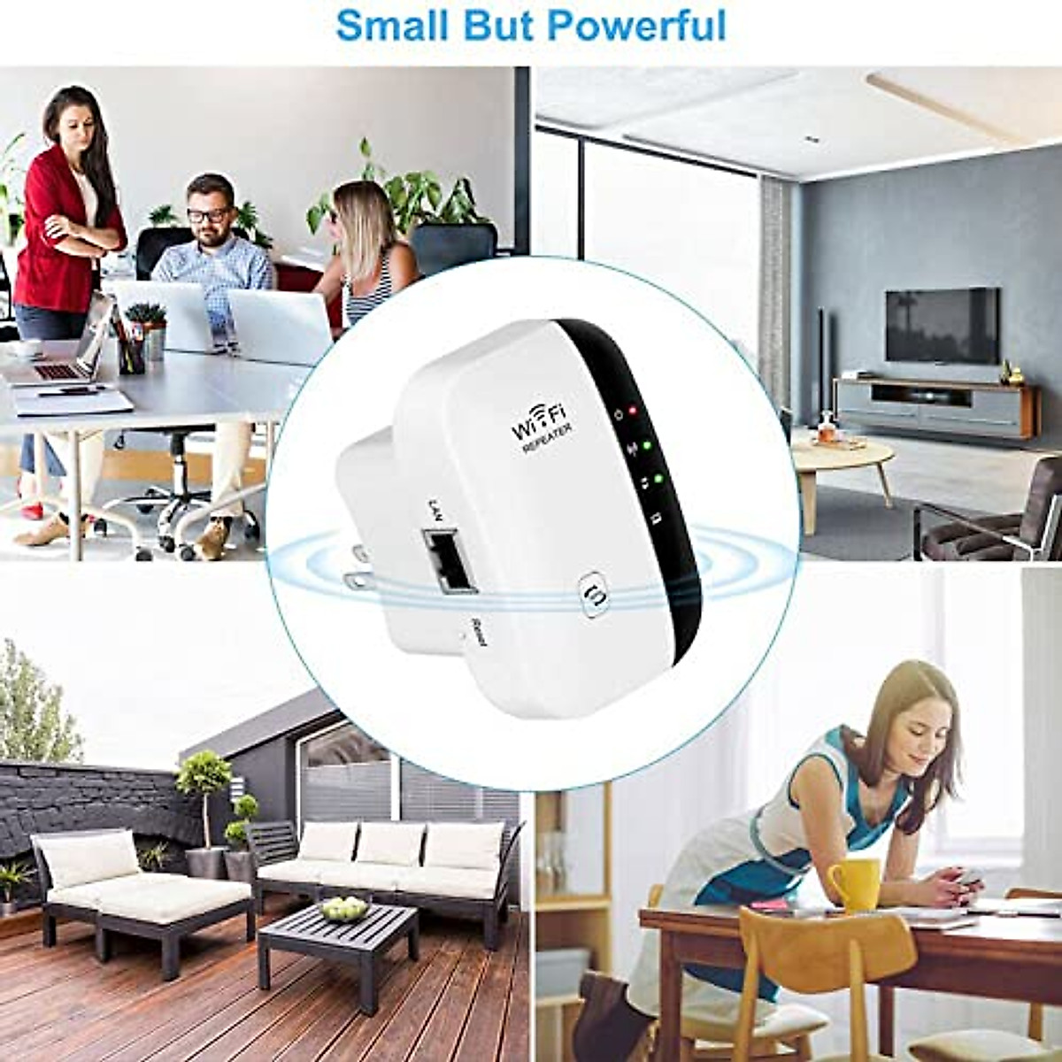 300Mbps WiFi Long Range Amplifier Booster Extender - Wireless Internet Repeater Long Range Amplifier with Ethernet Port Access Point - for Home Hotels Apartments Indoor Office
