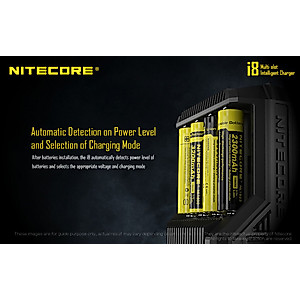 EdisonBright NITECORE i8 Eight Bays Smart Battery Charger for Li-ion/IMR/Ni-MH/Ni-Cd 26650 22650 18650 18490 18350 16340 RCR123 14500 AA AAA AAAA C D USB BBX3 Battery Carry case