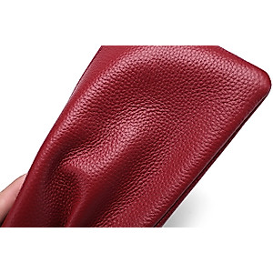 COKOK Wristlet Coin Purse-Women's Wristlet Clutch Slim Leather Wallet RFID Blocking Handbag(Wine Red)