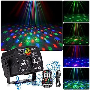 Upgraded Party Lights with Aurora Effect, Stage and DJ Lights Club Disco, Projector Strobe Light with Remote Control Sound Activated for Gift Birthday Festival Party Show Decoration