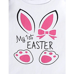 Von kilizo Easter Outfit Baby Girl My First Easter Baby Girl Outfit Bunny Print Long Sleeves Romper Baby Girl Easter Outfit Infant Easter Outfit Girl 0-3 Months