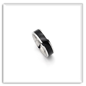 Xusamss Fashion Stainless Steel Epoxy Band Ring(Black White(12))